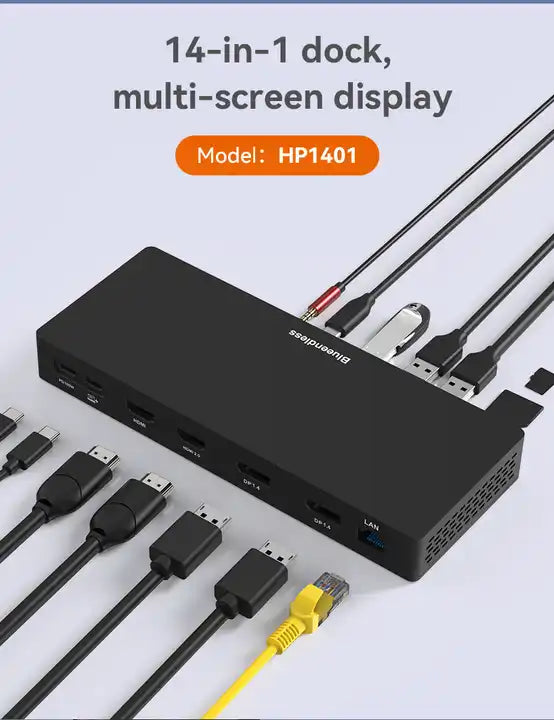 Usb-C Multiport Dual HDMI + Dual DP Hub 144hz Laptop Telakka - Dapteri